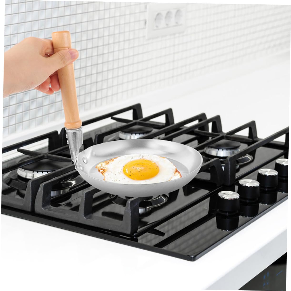 SEWOART Japanese Parent- Bowl Special Pot Creative Vertical Handle Frying Pan Japanese Cuisine Pan Egg Pan Egg Chicken 17cm Deluxe Version (uncoated) with Glass Lid for Gas Wooden Gas
