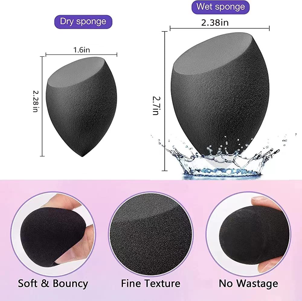 Jnran Makeup Sponges For Foundation Black Beauty Blender Sponge Pack 7pcs Makeup Sponges For Blending Face Sponge For Makeup Applicator Sponge beauty blender pack Makeup Blender Set Cosmetic Sponges