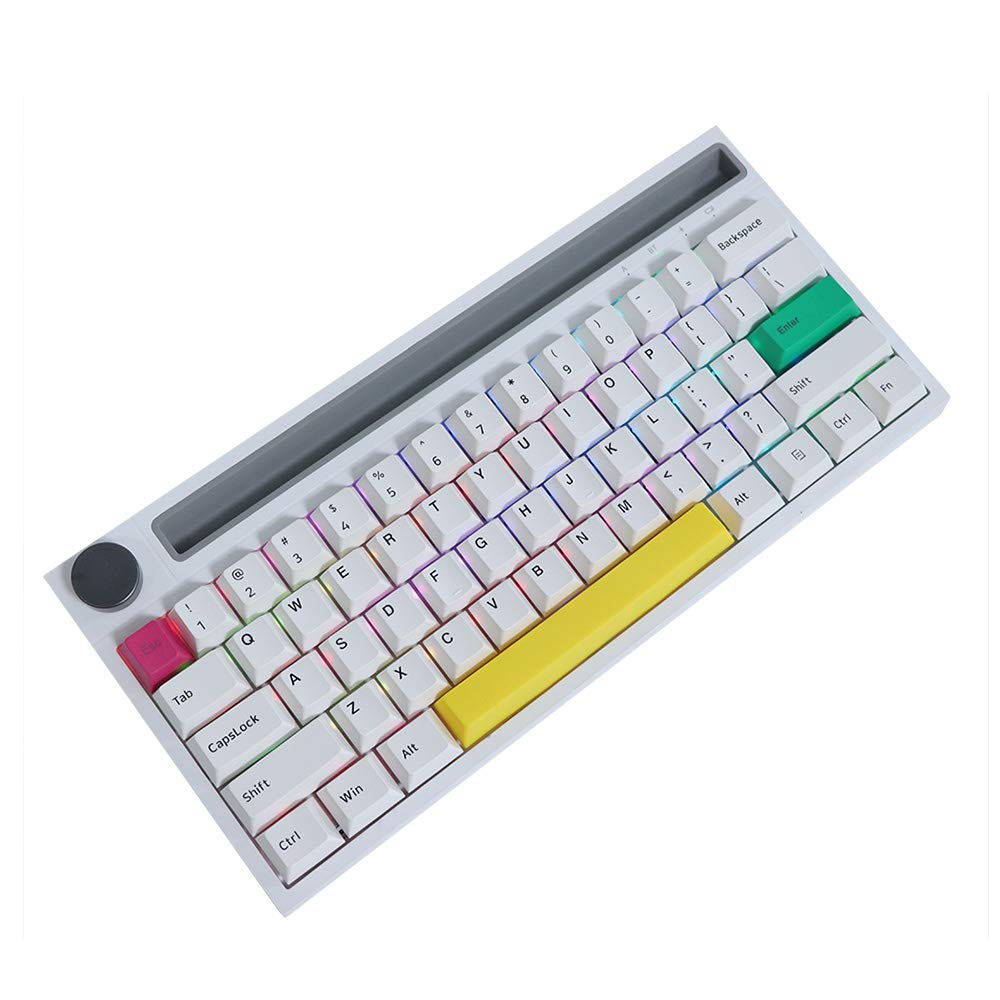 EPOMAKER Ajazz K620T 60% RGB Bluetooth Wireless Wired Mechanical Keyboard with 4400mAh Battery, PBT Keycaps, Wheel Volume Button for MacOS/Windows/iOS/Android (Ajazz Pink Switch, White)