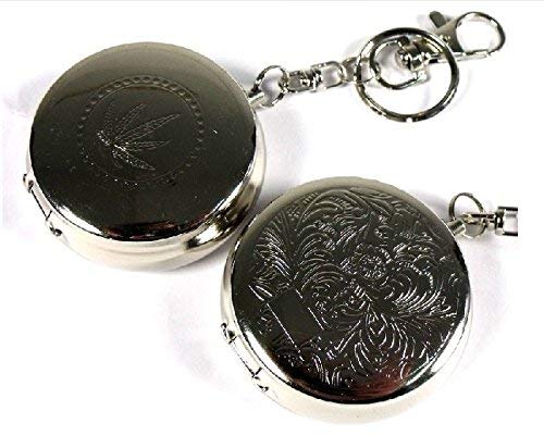 SmartDealsPro Stainless Steel Portable Pocket Circular Ashtray Key Chain with Cigarette Snuffer