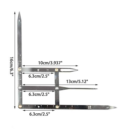 Golden Mean Calipers Stainless Steel Thrush Eyebrow Microblading Ruler Eyebrow Permanent Measure Symmetrical Tool Three-point Positioning Balance Ruler for Makeup Ratio Measure Fibonacci Gauge Tool