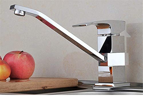 OQPJMYZ Faucets, Copper Kitchen Faucet,Metal Chrome Plating,Rotary Single-Connected Cold and Hot Water Mixer,Faucet,Water-Saving,Environmental Protection Wrench Type Bathtub Faucet,Kitchen