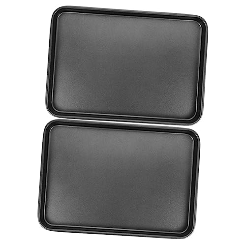 SHOWERORO 2pcs Non-stick Carbon Steel Bakeware Bread Tray Toaster Oven Pan Stainless Steel Bakeware Heavy Duty Roasting Pan Lasagna Pan Carbon Steel Cookie Sheet Household Baking Tray Cake