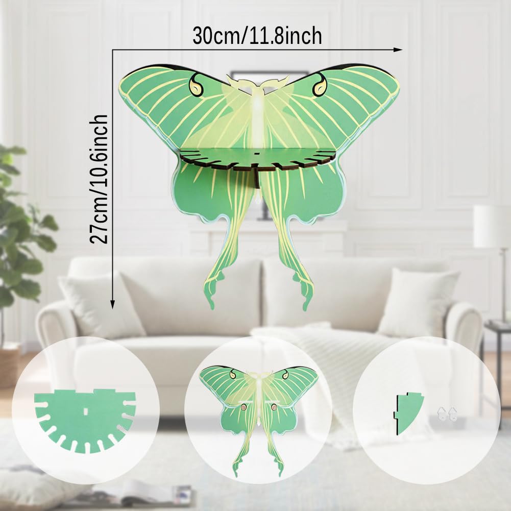 JruiZhp Butterfly Shelf, 1Pcs Green Butterfly Wooden Whimsigoth Decor Shelf Hanging Wall Shelf Floating Holder Shelves Storage Rack for Home Decoration