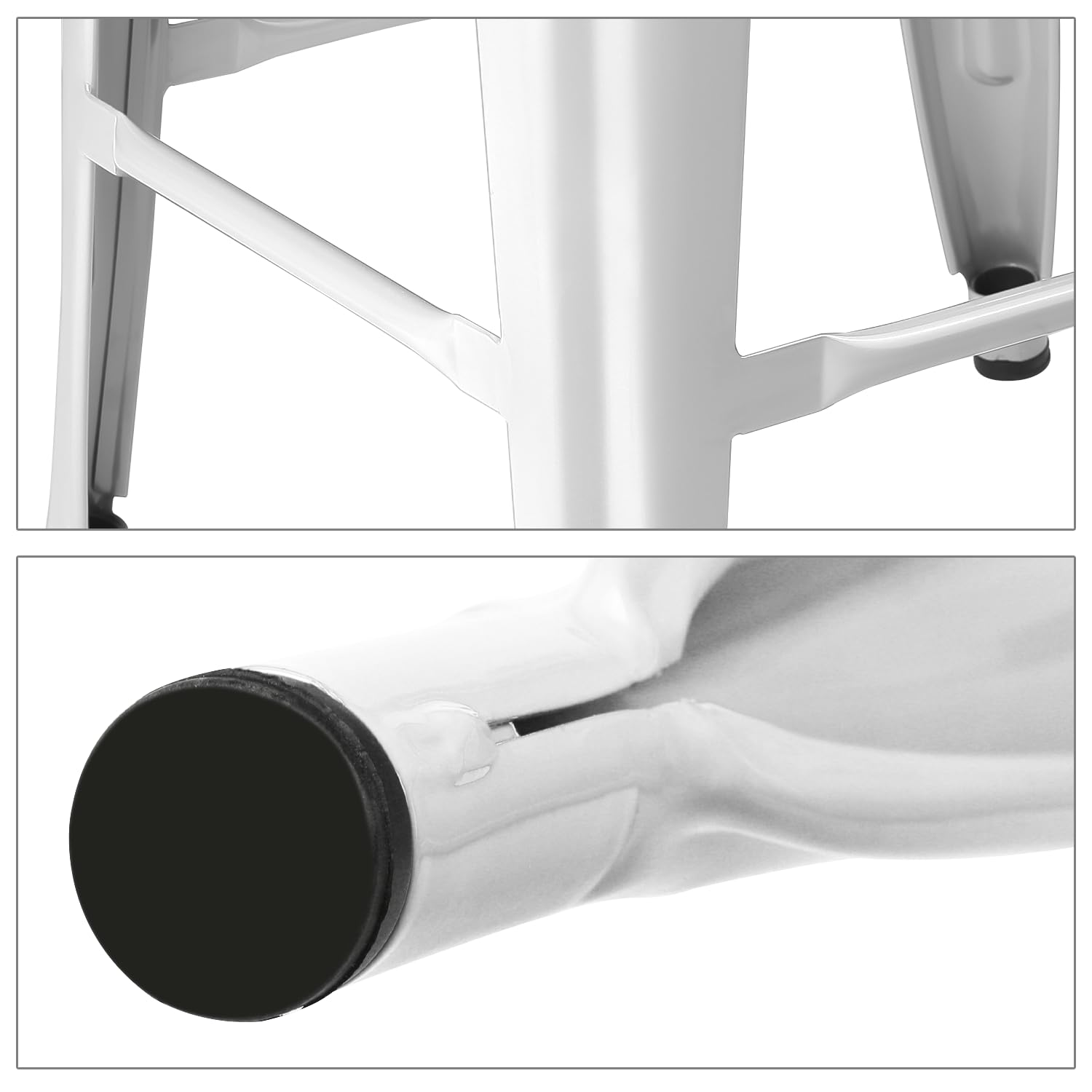 MoNiBloom 30" Bar Stool, Barstool Set of 2 Modern Style Industrial Patio Furniture Indoor Outdoor Stackable Kitchen Stools Dining Chair, White