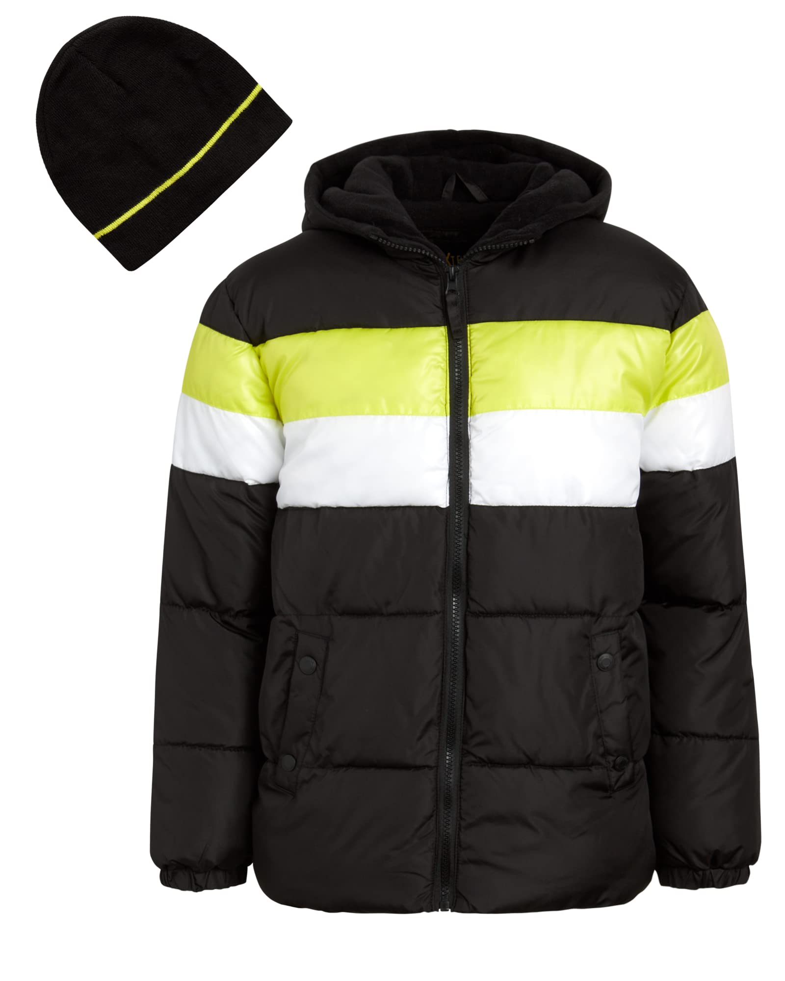 iXtreme Toddler Little Boys' Winter Jacket - Water Resistant Bubble Puffer Windbreaker Jacket (Sizes: 2T-7), Size 6, Lime/White/Black