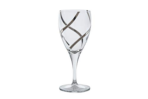Glazze Crystal VNG-080-PL Red Wine Glasses Set | Hand-Cut with an Interwoven 24K Platinum Detailing Throughout | Stunning Stemware Designed to Perfection | Set of 6, 8.5" Tall 10 oz capacity