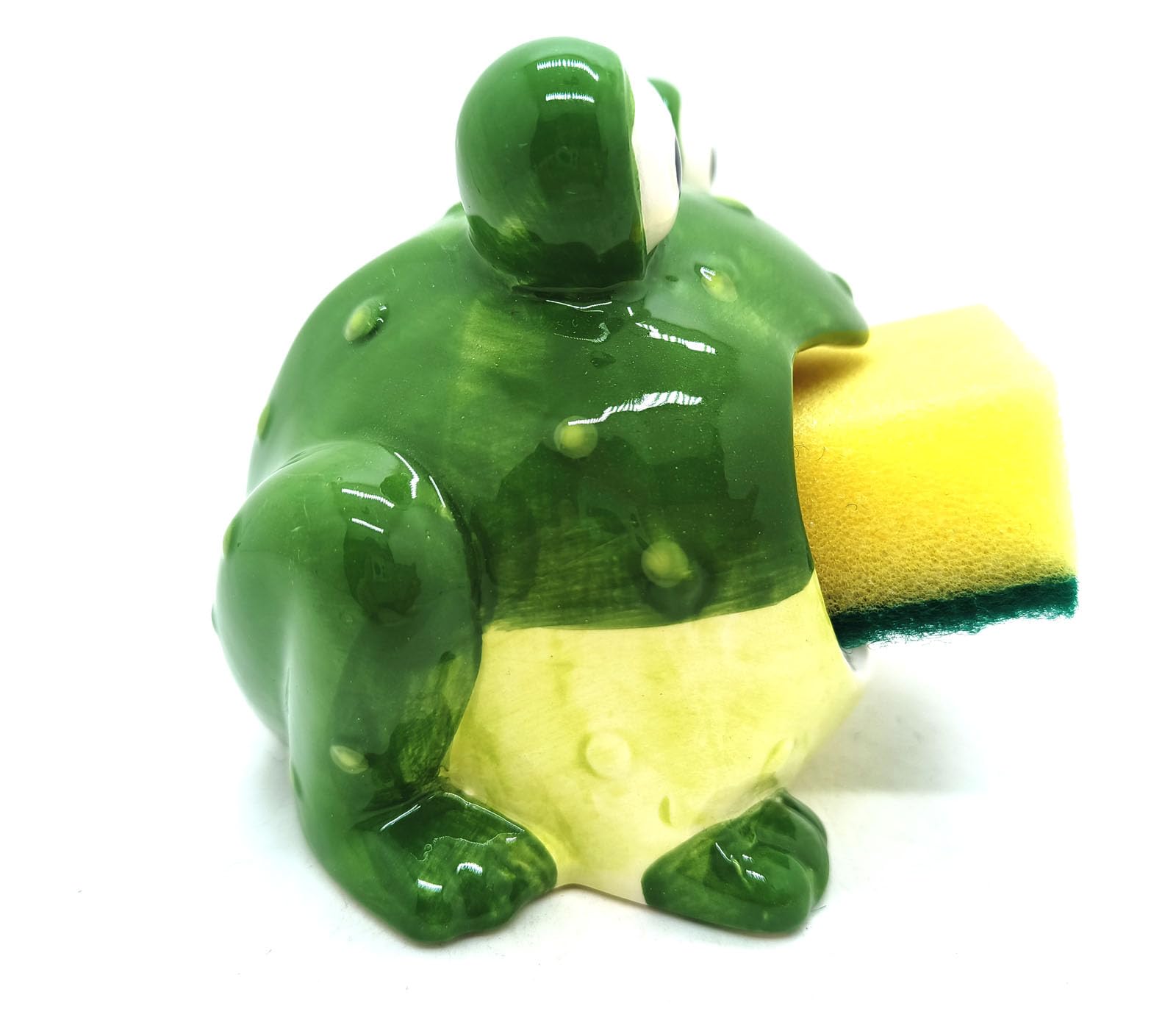 MONMOB Cute Ceramic Frog Sponge Holder for Kitchen Sink 4.7”