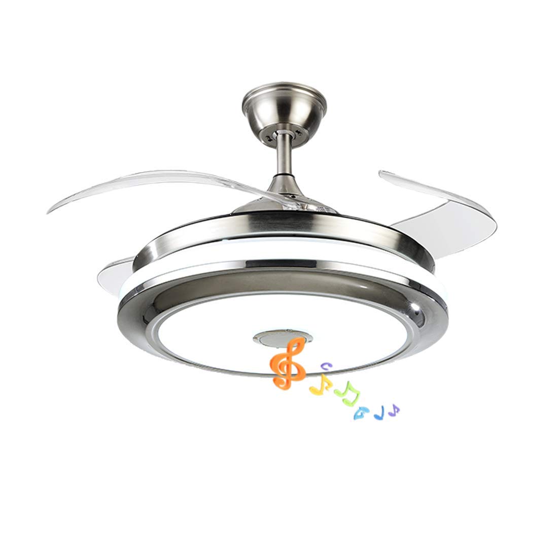 Fandian 36'' Modern Ceiling Fans with Light Smart Bluetooth Music Player Chandelier 3 Colors 3 Speeds Invisible Blades with Remote Control, Silent Motor with LED Kits Included (36inch-1)