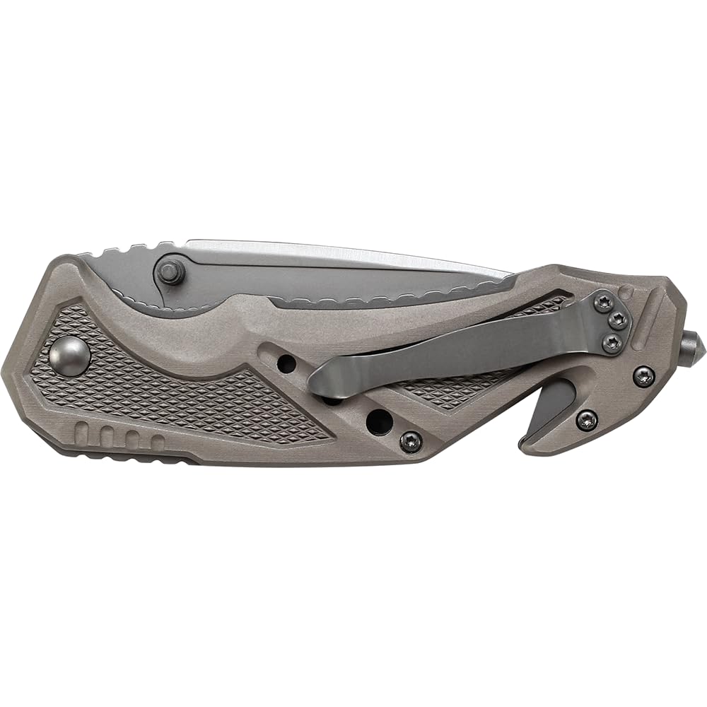 Smith & Wesson M&P SWMP11G 8.9in High Carbon S.S. Folding Knife with 3.8in Tanto Point Blade and Aluminum Handle for Outdoor, Tactical, Survival and EDC,Grey