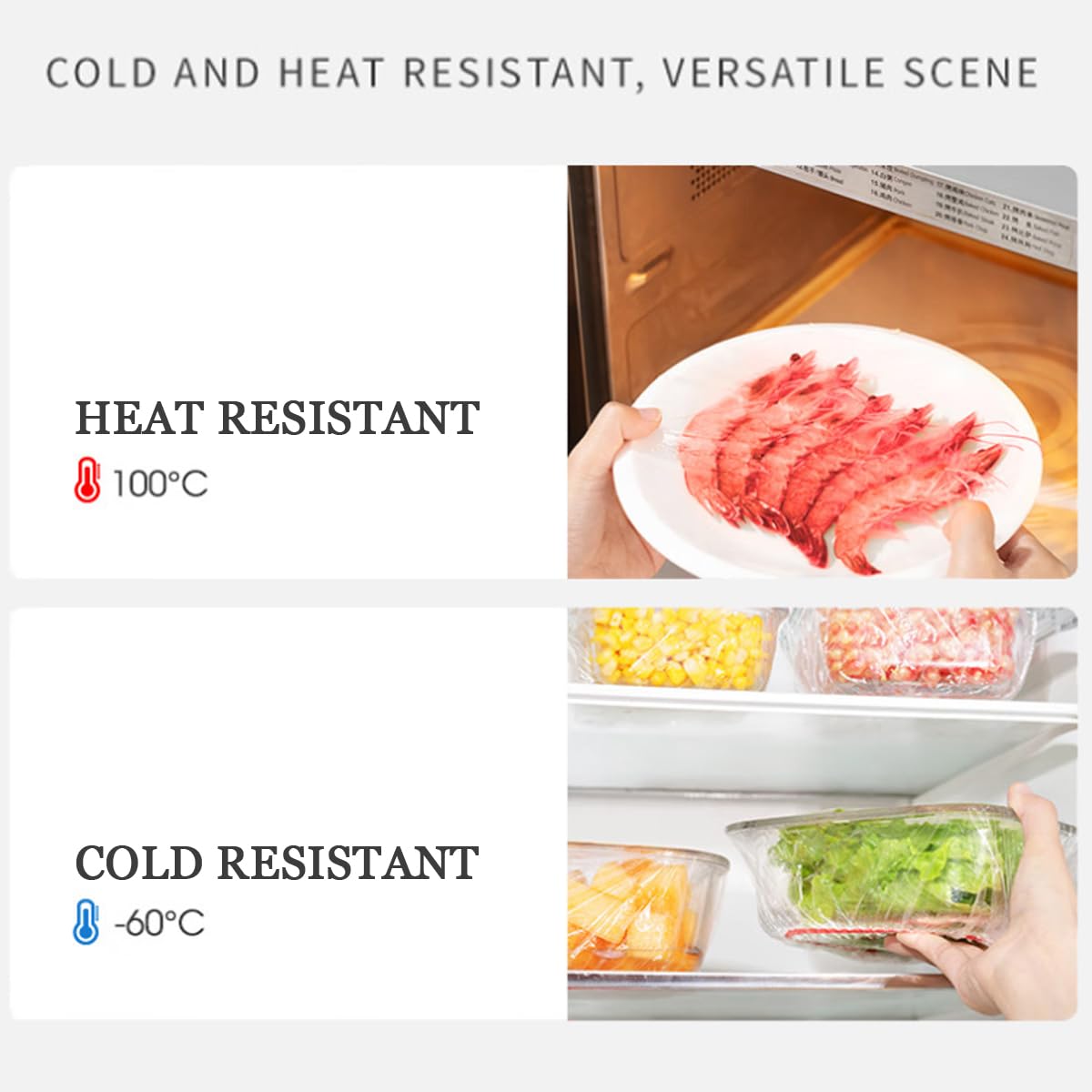 TIHOOD 200PCS Disposable Plastic Food Cover Wrap Elastic Food Lids Refrigerator fruit food Stretch Dustproof Bowls Cups Cover