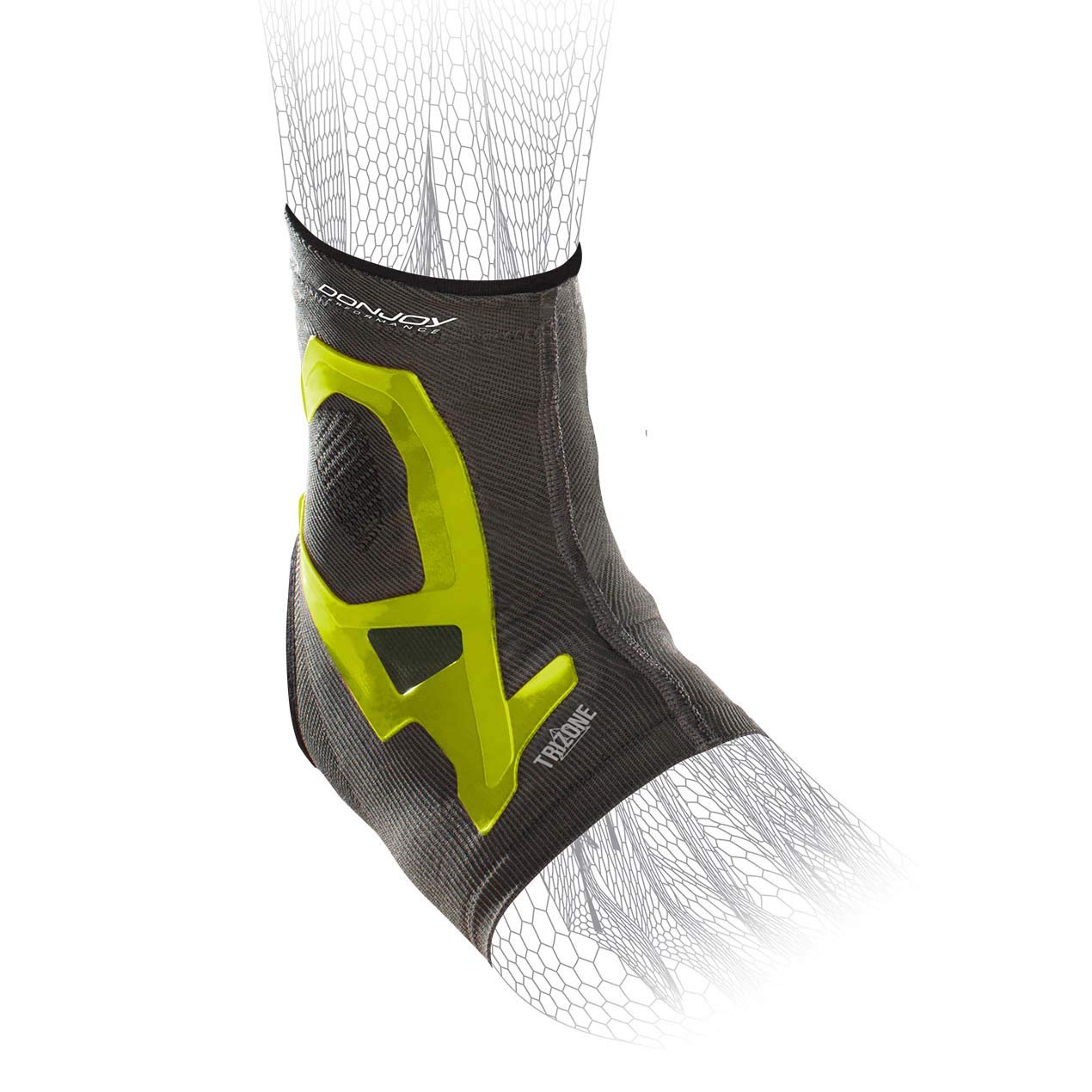 DonJoy Performance TRIZONE Compression: Ankle Support Brace, Slime Green, Medium