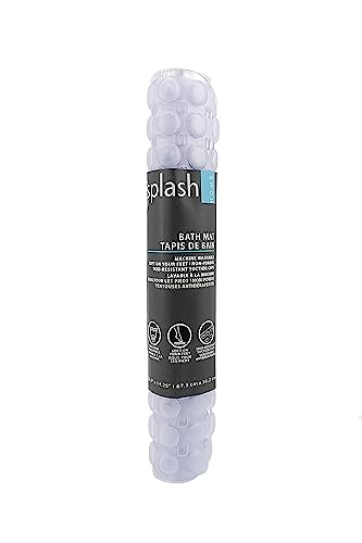 Splash Home Poz Bathtub Mat Non-Slip, Shower Mat with 86 Suction Cups and Drain Holes Bath Mat for Tub, 26.5 L x 14.25 W Inches, Machine Washable, PVC - Clear