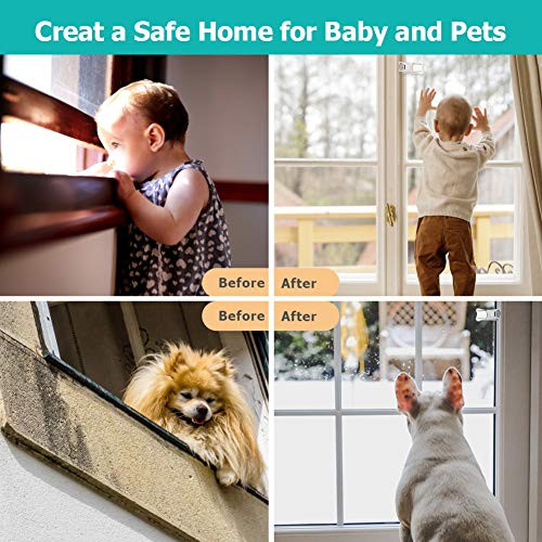 Fangze Sliding Glass Door Child Lock - 6 Pack Baby Safety Slide Window Locks for Kids Proof Patio Closet Doors No Drilling Tools Needed