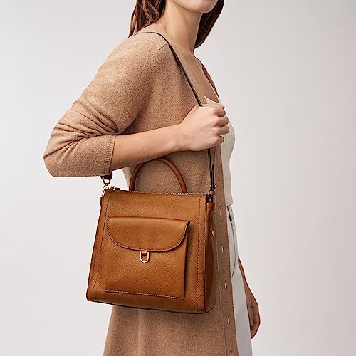 Fossil Women's Parker Leather Mini Backpack Purse Handbag, (Model: ZB1797216) Saddle W/ Outer Pocket - Small