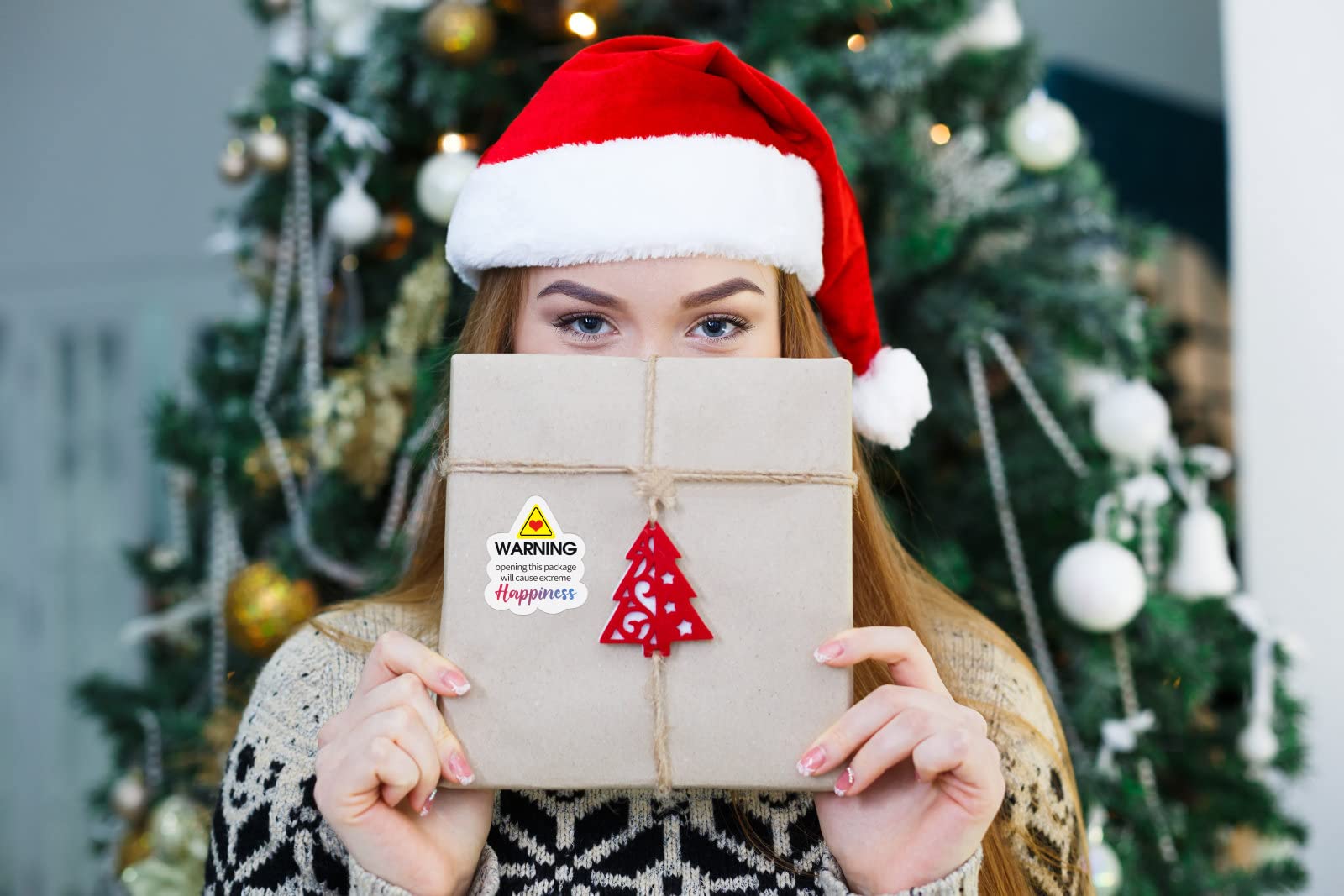WHING Warning Opening This Package Will Cause Extreme Happiness Thank You Stickers Labels , Order Packages Envelope Seals Decorative Label Ideal for Business Gift Bags and Retailers, 500pcs