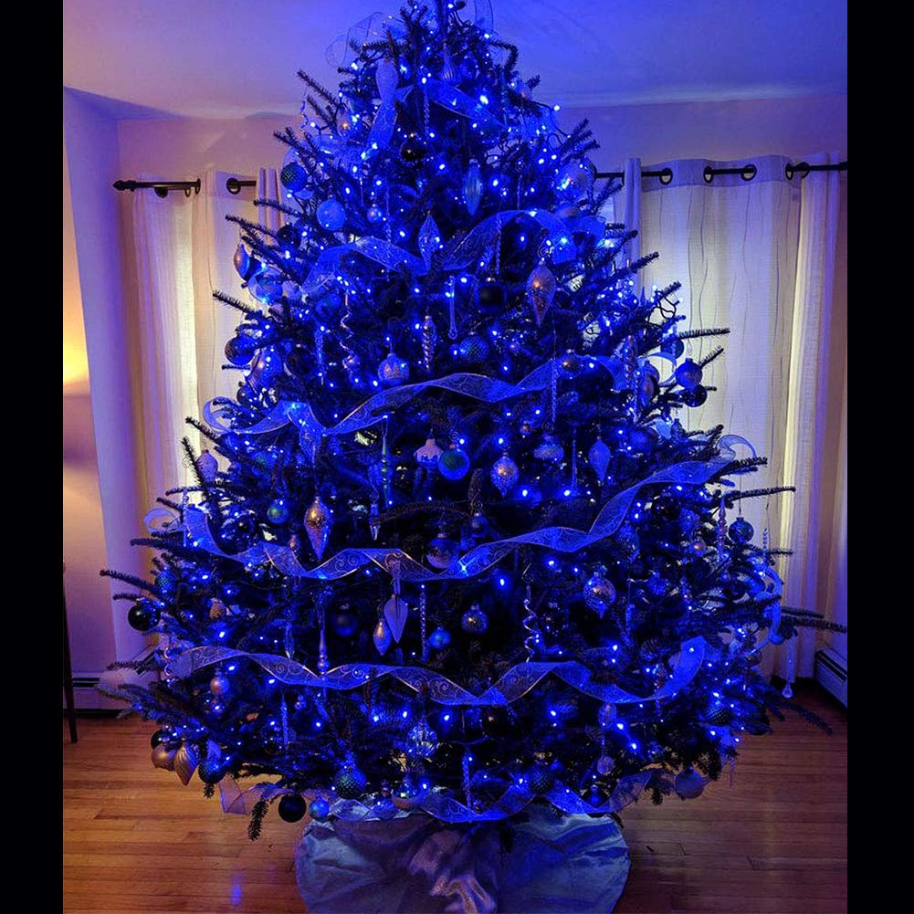 Dooit 33FT 100 Led Christmas Lights, Connectable Plug in 8 Twinkle Modes Outdoor Indoor Lights for Christmas Tree Party Wedding Garden Decorations (Blue)