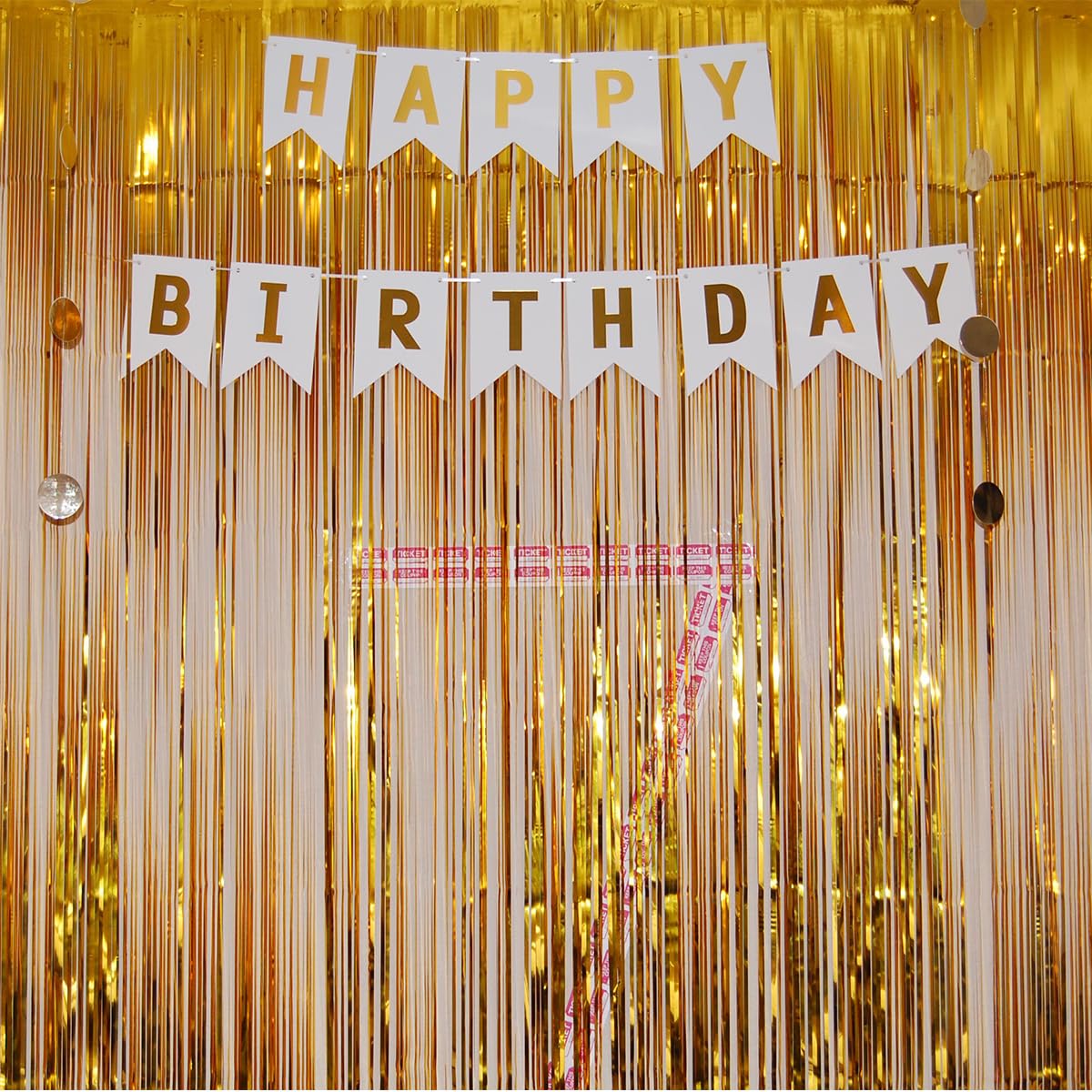 White Happy Birthday Banner With Shiny Gold Letters, Swallowtail Design Hanging Signs Party Decorations