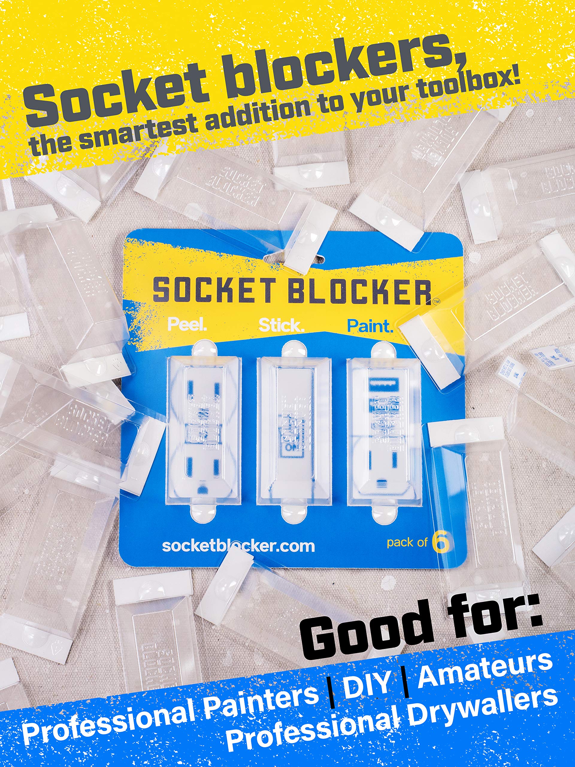 Socket Blocker – The Smarter Outlet Cover for Drywall & Painting – Better Than Tape for Remodeling & DIY Projects - 30 Pack