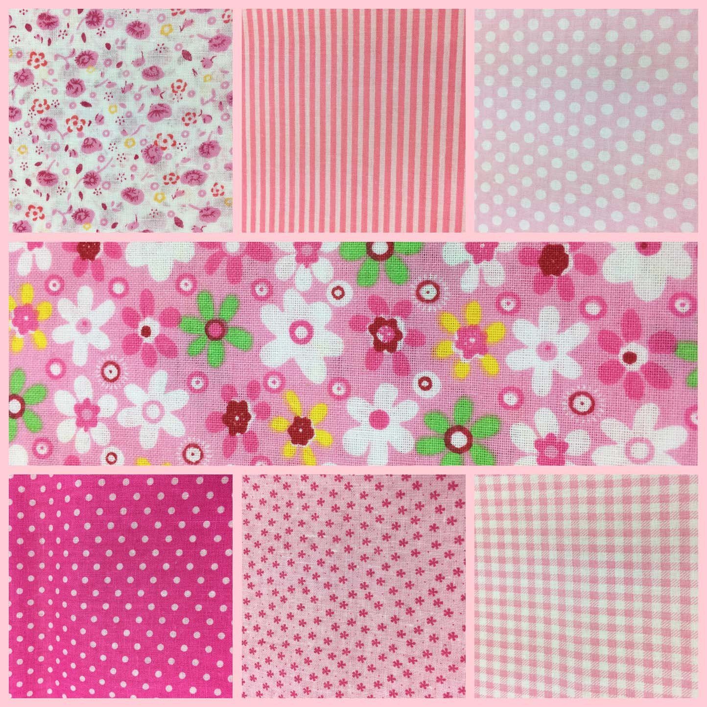 Quilting Fabric Misscrafts 7pcs 50 x 50cm Cotton Fabric DIY Making Supplies Craft Patchwork Fabric Bundle Fat Quarter Pre-Cut Quilt Squares for DIY Sewing Scrapbooking (Pink)