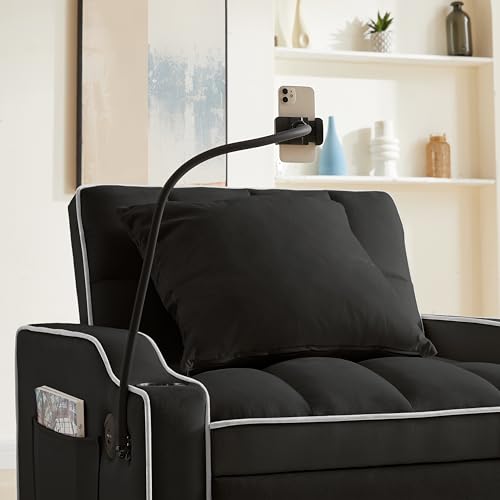 Miscoos 35" Twin Size Convertible Sleeper Chair Bed-3 in 1 Pull Out Sofa Bed, Small Couch Chair, Lazy Single Armchair for Temperory Sleeping Gaming Napping, Chaise Lounge Sofa for Living Room Bedroom