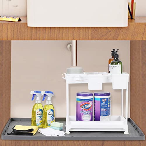 Optish Under Sink Mat, 34" x 22" Under Sink Mats for Kitchen Waterproof Flexible Silicone Undersink Mats for Bottom of Kitchen Sink Under Sink tray