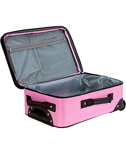 Rockland Journey Softside Upright Luggage Set, Expandable, Pink, 4-Piece (14/19/24/28)