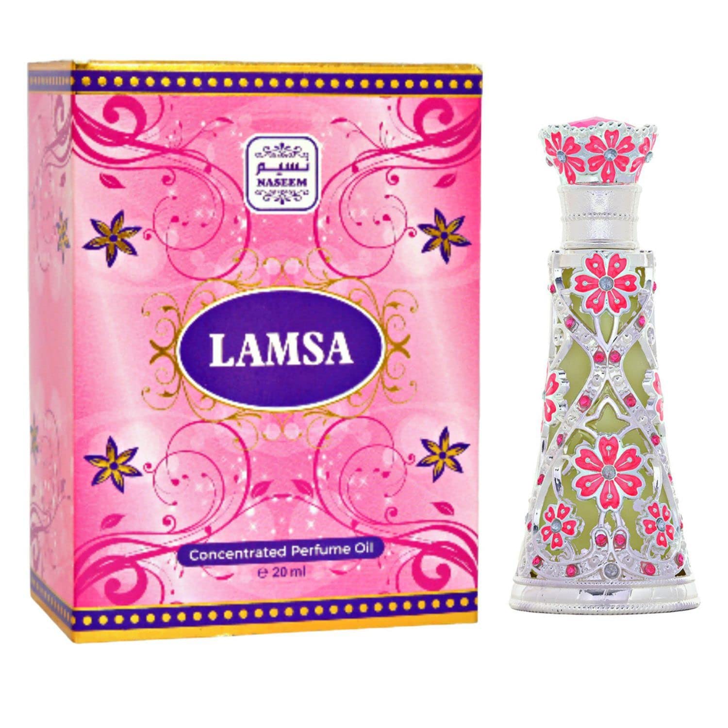 NASEEM Lamsa Concentrated Perfume Oil - Arabian Perfume for Women Alcohol Free & Long Lasting Sweet & Fresh Perfume 0.67 Fl Oz