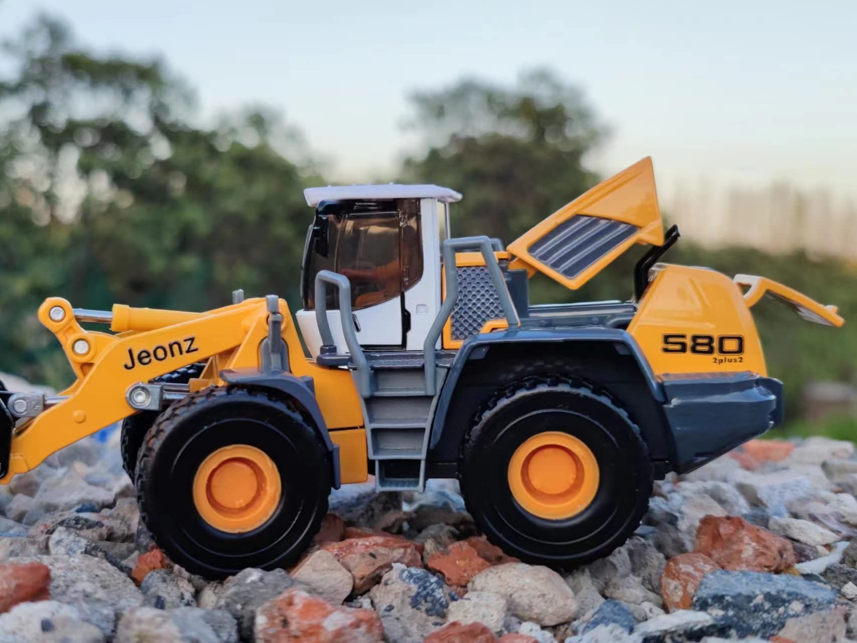 Jeonz 1/50 Scale Forklift Truck Front Wheel Loader Toy Metal Construction Vehicles Diecast Loader Model