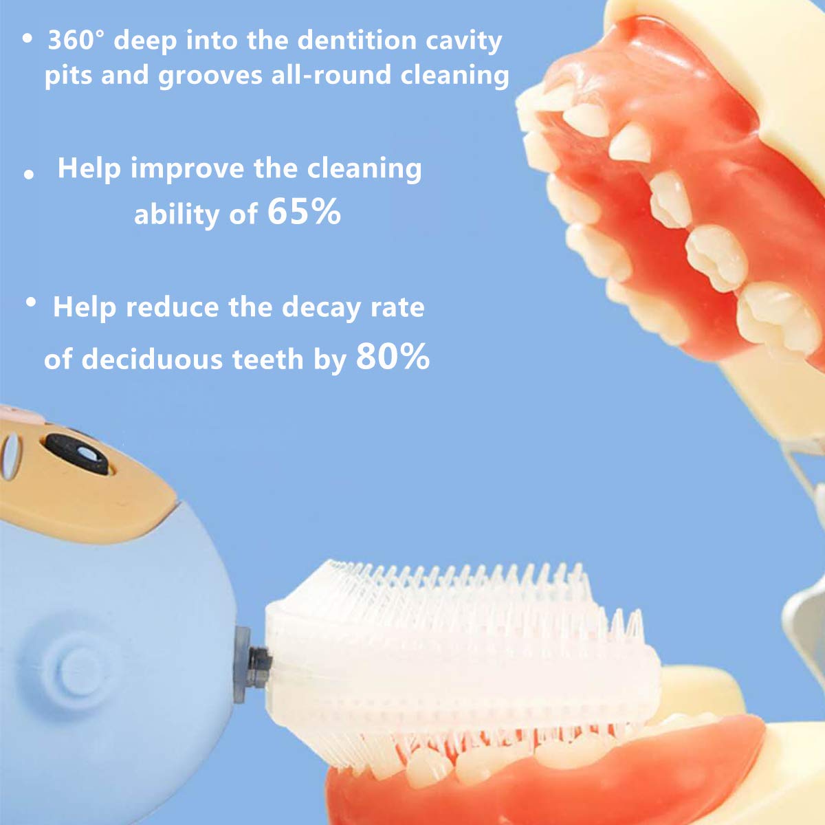 Kid Toothbrush U Shaped Electric Toothbrush for Kids 360° Automatic Toothbrush 3 Clean Modes,IPX7 Waterproof,Automatic Toothbrush for Kids 2-8