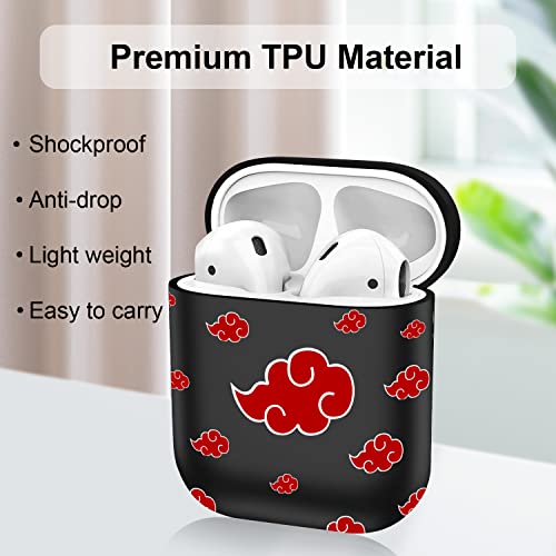 Phragmize for Airpod 1/2 Generation Case Anime with Red Cloud Lanyard Keychain, Cool Cartoon Cute Design Anime Airpods 2nd 1st Generation Case Cover Unique TPU Process Soft Cover for Apple AirPod 2&1