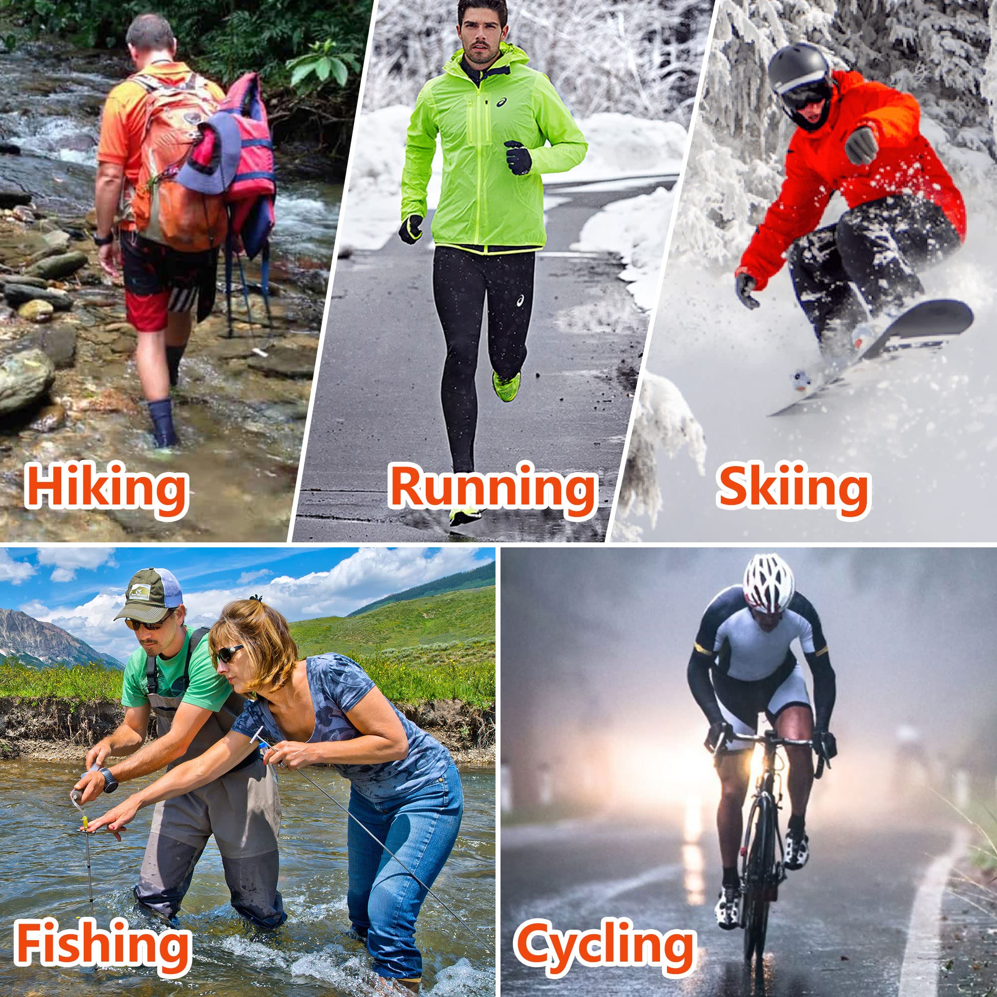 IZL waterproof Waterproof Socks, Women's Hiking Wading Socks Walking Running Socks for Men Soft Crew Gift Socks, 1 Pair Small Green-gray