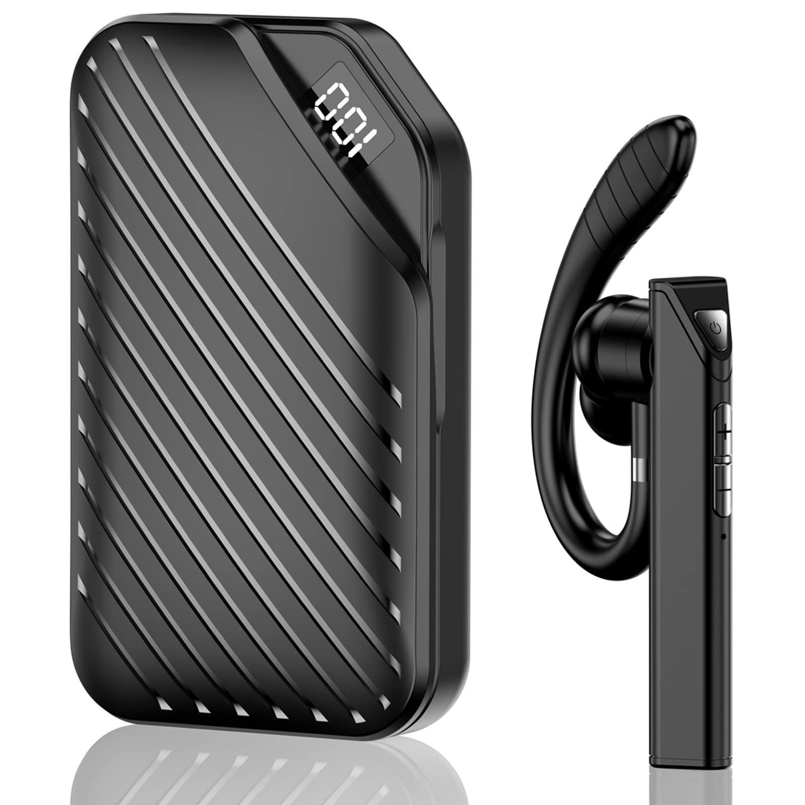 MUSERAY K3 Bluetooth Headset V5.1, [Upgraded] Single-Ear Bluetooth Earpiece 108 Hrs Playtime with Charging Case, Ear Earphones with Noise Canceling Dual-Mic, for Business,Office and Driving,