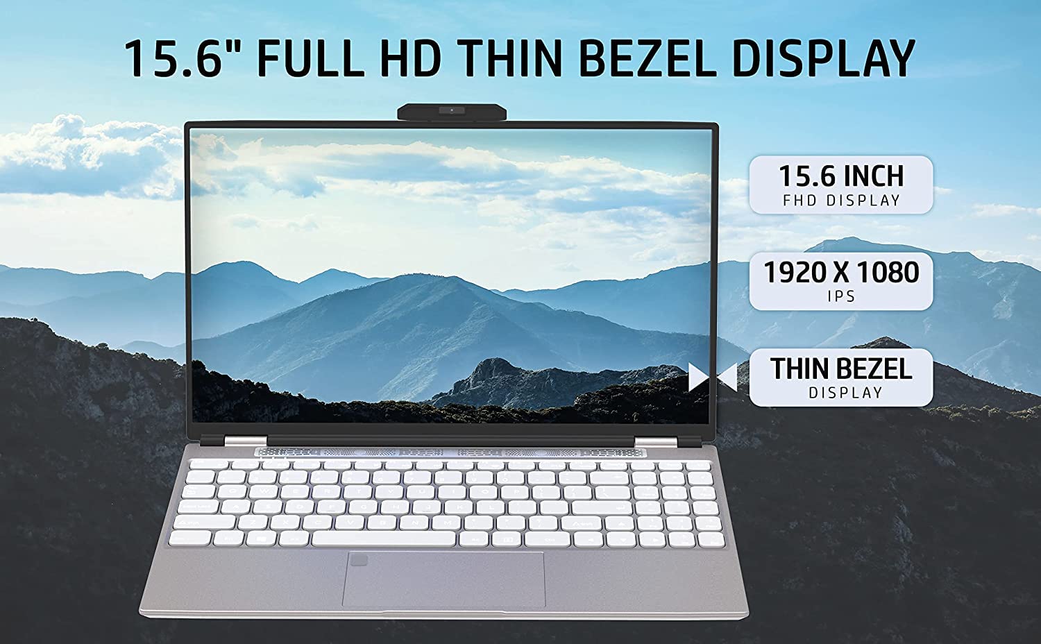 Lapbook 15.6" S15 Full HD Windows 11 Pro Laptop - 12GB RAM, 256GB Storage, Quad Core J4125 CPU, Fingerprint Reader, Backlit Keyboard, Thin Bezel, Num-Pad, Detachable Webcam, Dual-Band WiFi