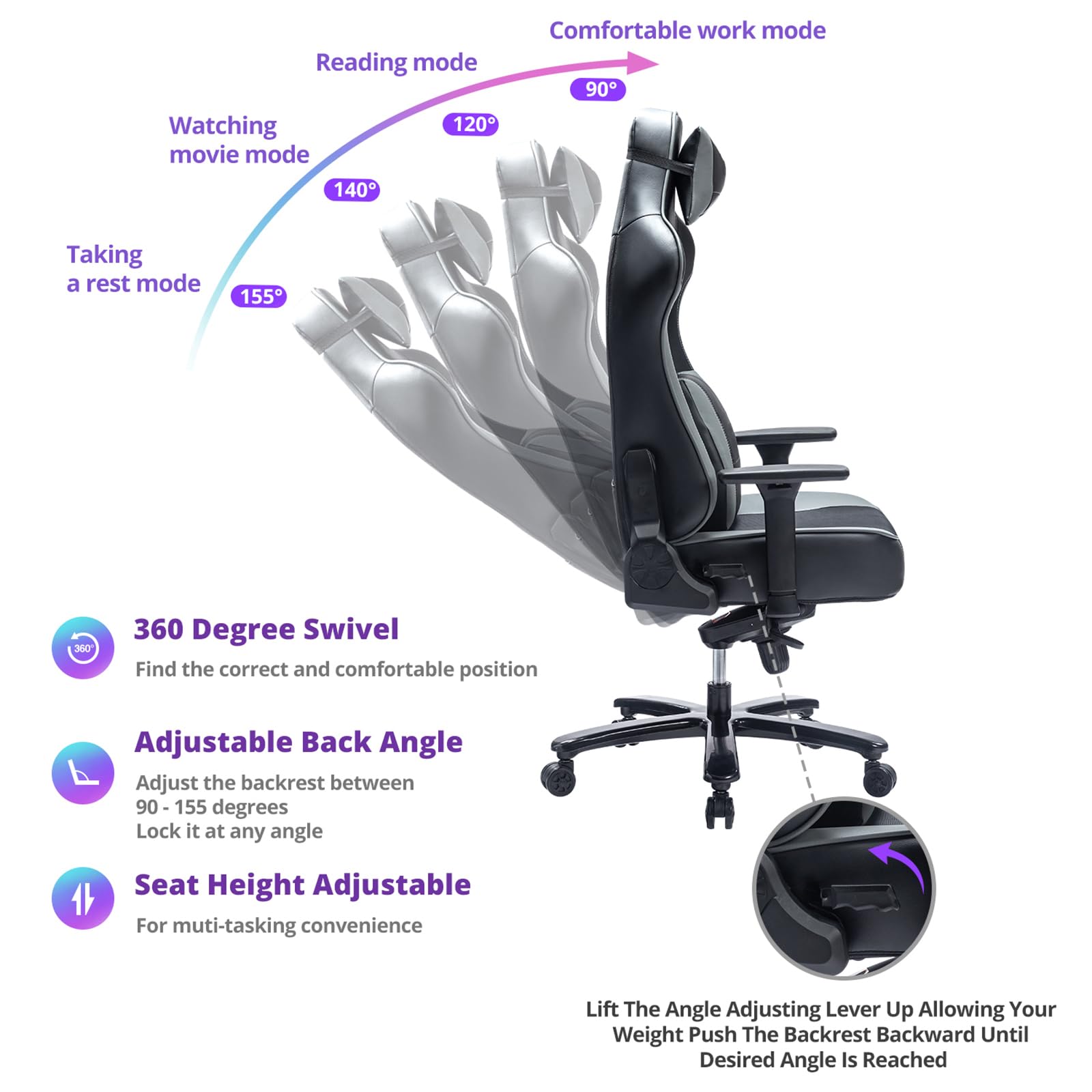 Fantasylab 400lb Gaming Chair Big and Tall Gaming Chair Breathable Computer Chair, 3-D Adjustable Armrest Air-Cooling System Heavy Duty Metal Base