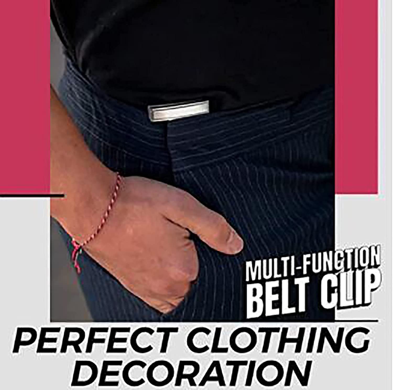 Invisible Belt Multi-Function Belt Clip Lazy Belt Cordless Buckle Belt tighten the waistband, Unisex (Silver)