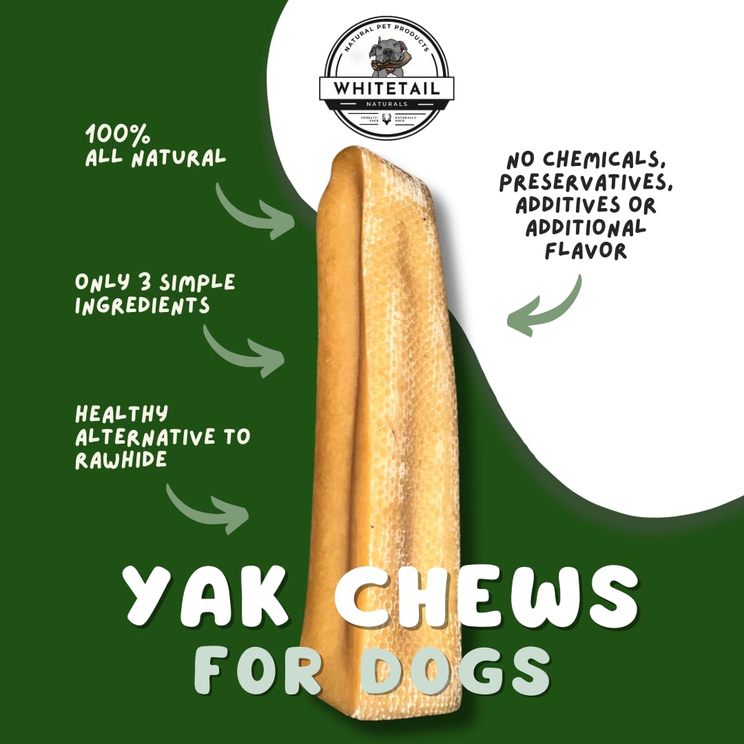 WhiteTail Naturals - Yak Cheese Dog Chews - Long Lasting Tough Dog Bones for Aggressive Chewers & Teething Puppies - All Natural Himalayan Dental Milk Chew Bone (6, Medium)