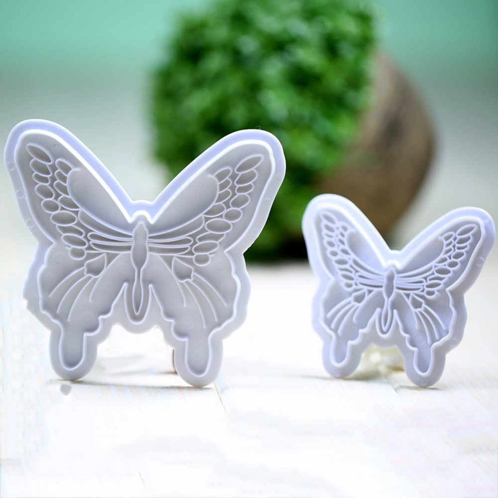 KALAIEN 2pcs Butterfly Sugarcraft Cookie Cutters DIY Embossing Cutter for Cake Decorating