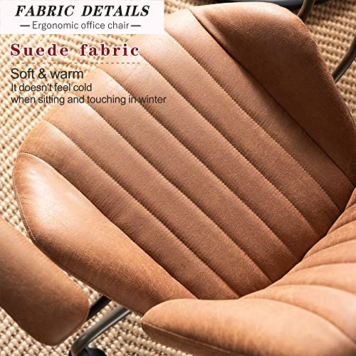 ovios Chair with Mid Back Support Armrest Executive Rolling Swivel Height Adjustable Task Chair for Home Office Desk Computer,Living Room,Studying (Brown)