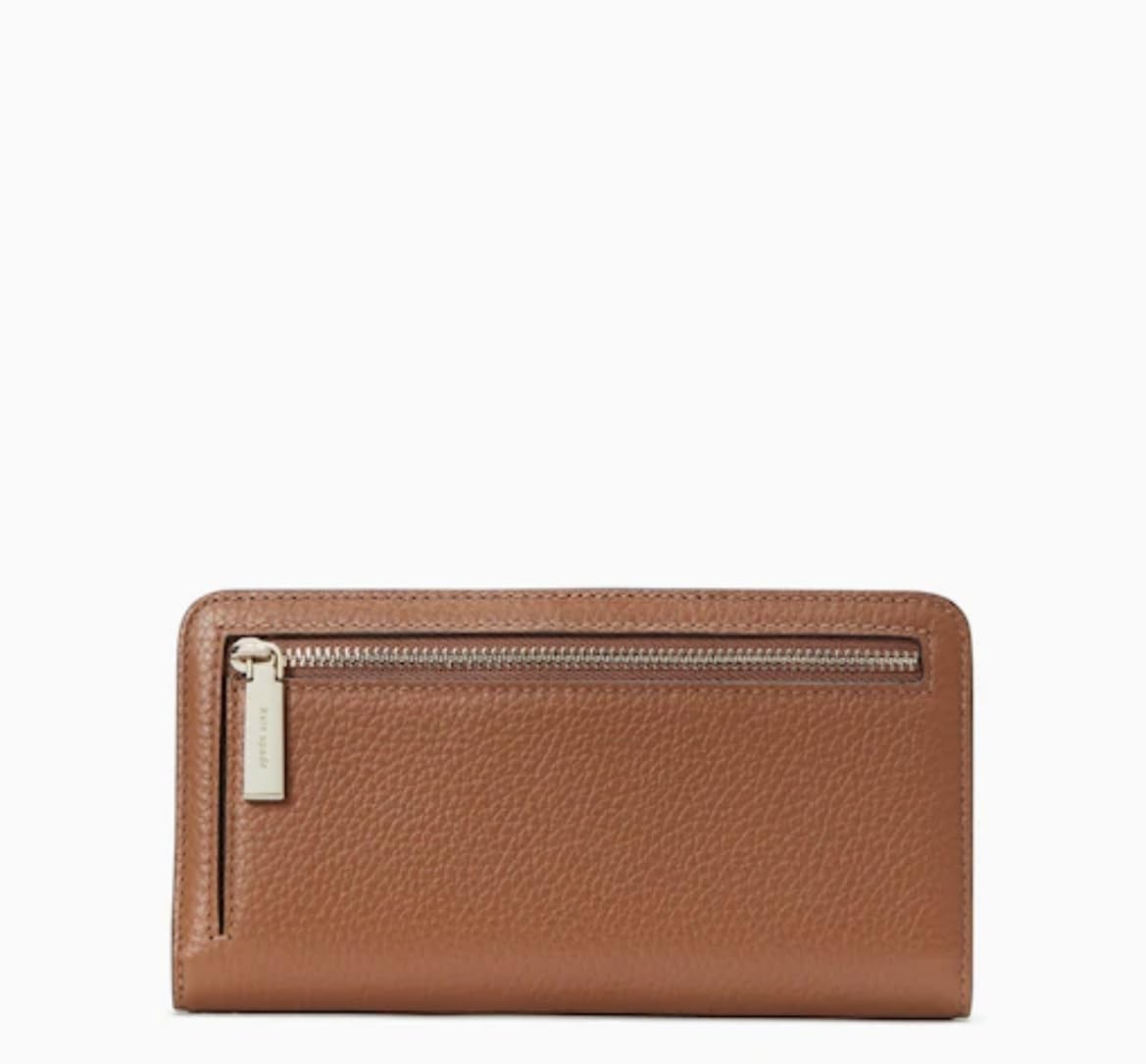 Kate Spade Dumpling Pebbled Leather Large Slim Bifold Wallet Warm Gingerbread