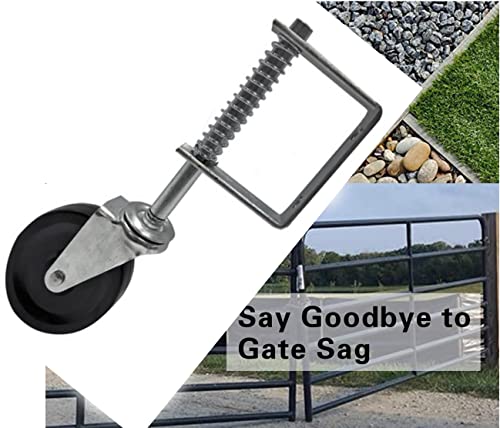 Spring Loaded Gate Caster 4β, Heavy Duty Gate Caster Wheel with Spring Loaded,Universal Mount Pate, 250-500 lbs Load Capacity, 4 Inches Rubber Wheel(Two PCS))
