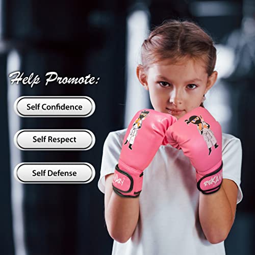 Pink Inflatable Punching Bag for Kids Complete with Boxing Gloves and Pump. for immediate Bounce Back for Practicing Mixed Martial Arts, Boxing, Taekwondo, Karate. Perfect Toy for Girls 4-12