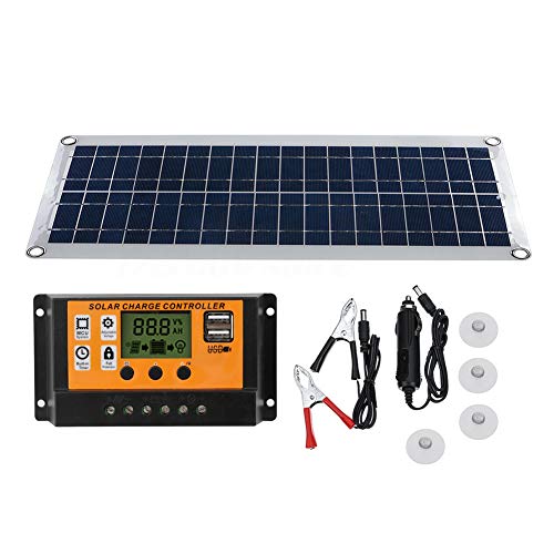 favourity-home Solar Power System Charger, Flexible Solar Panel 15W Monocrystalline Solar Panel Portable Power Backup Kit for RV, Boats, Roofs, Uneven Surfaces