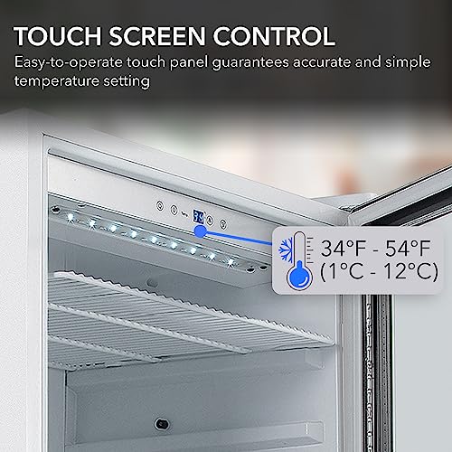 Whynter CBM-815WS Freestanding 8.1 cu. ft. Stainless Steel Merchandiser Superlit Door and Lock β White Commercial Beverage Refrigerator, Silver