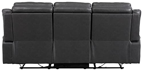 Signature Design by Ashley McAdoo Contemporary Faux Leather Tufted Reclining Power Sofa, Black