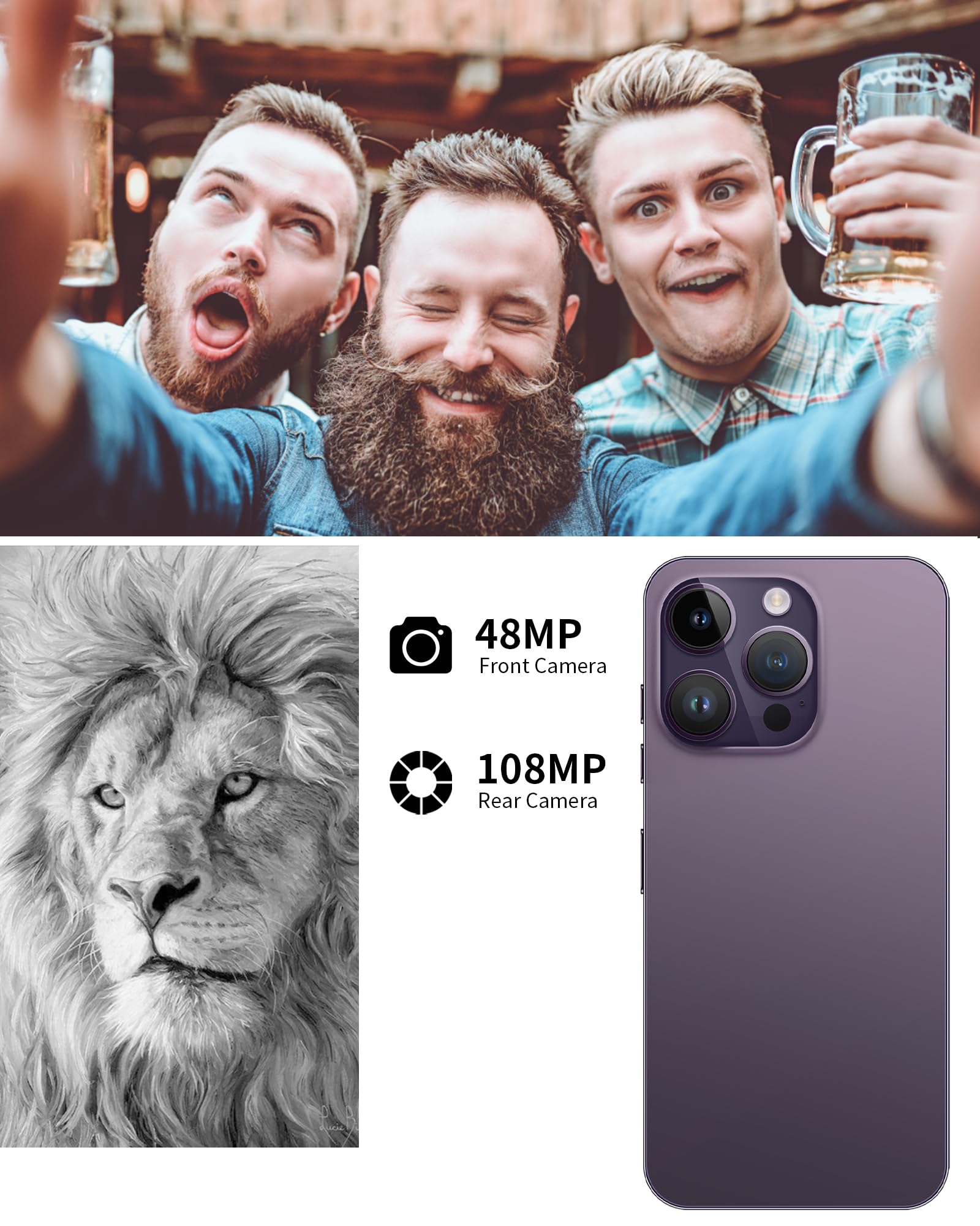 ExAchat A14 Pro Max 5g unlocked smartphone (Purple)