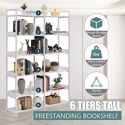 Merax 6-Tier Tall Bookshelf Bookcase, Freestanding Open Large Vintage Industrial Storage and Display Shelves for Home Office