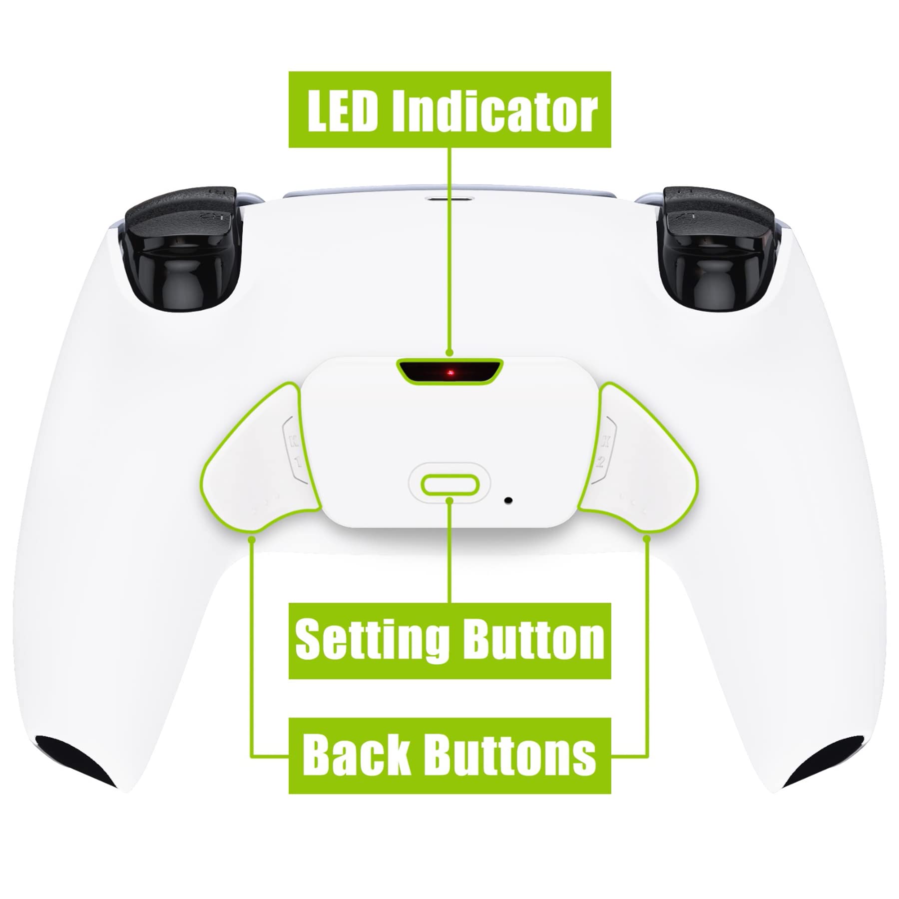eXtremeRate White Back Paddles Programable RISE Remap Kit for PS5 Controller BDM-030 040, Upgrade Board & Redesigned Back Shell & Back Buttons Attachment for PS5 Controller - Controller NOT Included