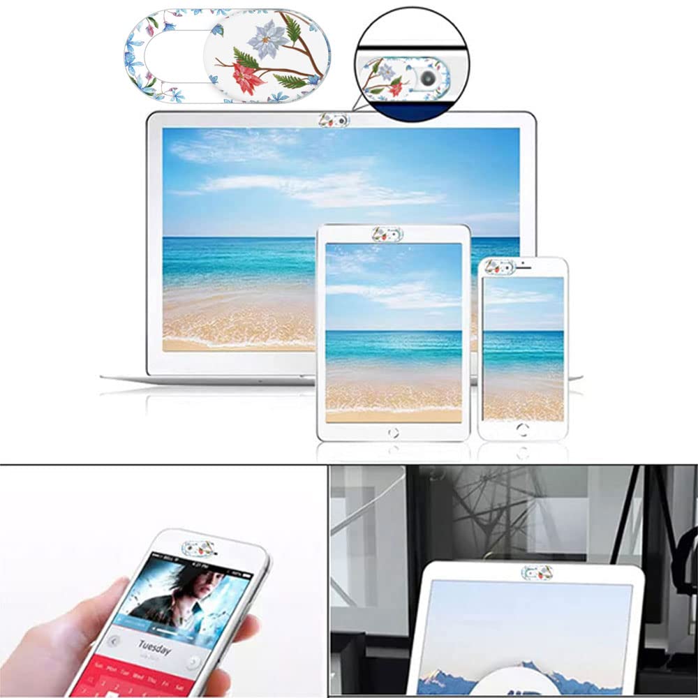 Laptop Camera Cover Slide Cute Flower 6 Pack, Webcam Cover Slide Phone Camera Cover, Ultra-Thin Computer Camera Cover Slide Blocker Slider Fits iPhone MacBook Laptop, Desktop, PC, Tablet