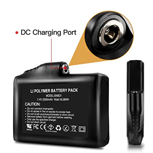 J JINPEI Rechargeable 7.4V 2200mAh Li-ion Batteries, Rechargeable Batteries for Heated Gloves, Mittens, Socks, Hat, Knee Braces, Pad (2pcs Included)